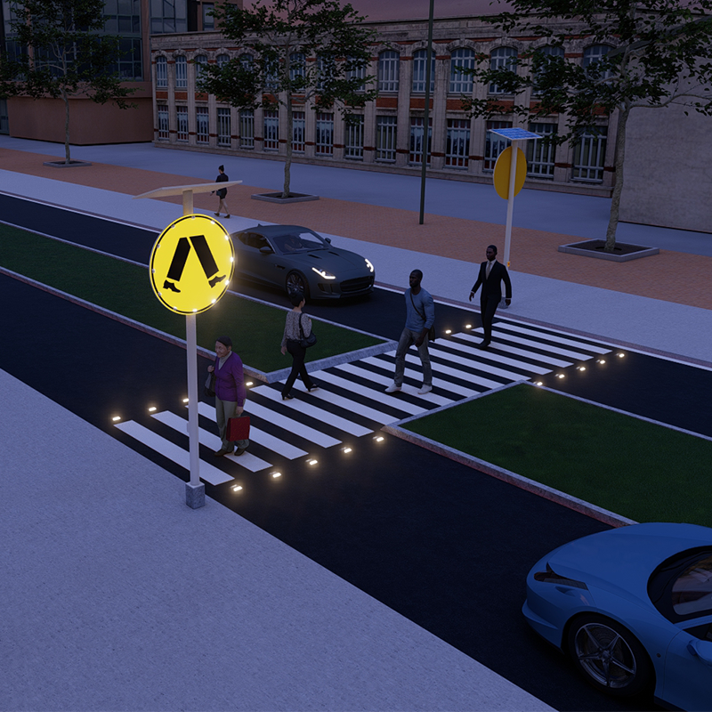 Solar Road Signs and Road Markers : Solar Pedestrian Warning System